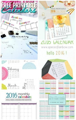 7 Free Printable Calendars 2016 - DIY Crush
