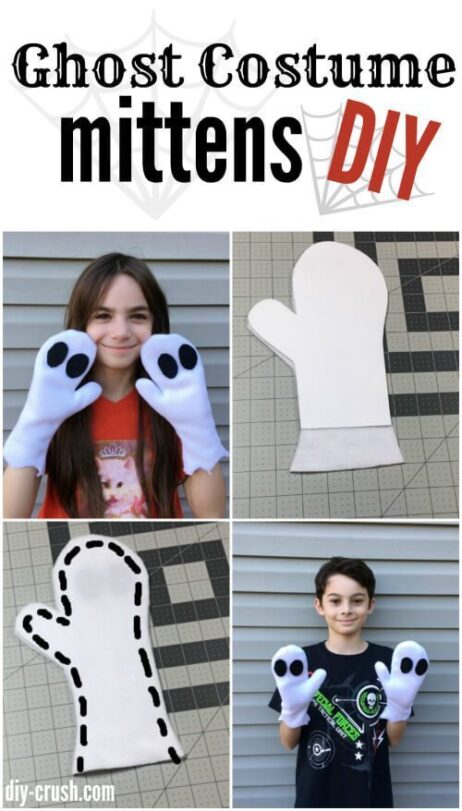 DIY Ghost Costume Mittens - DIY Crush