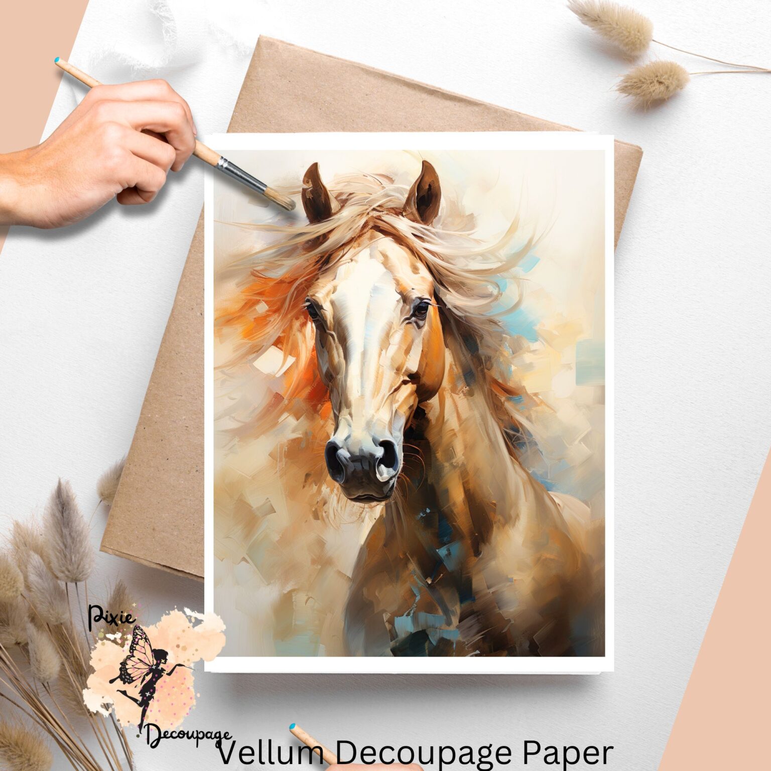 Bee With Pink Flowers 2 , One Sheet Decoupage Paper - DIY Crush