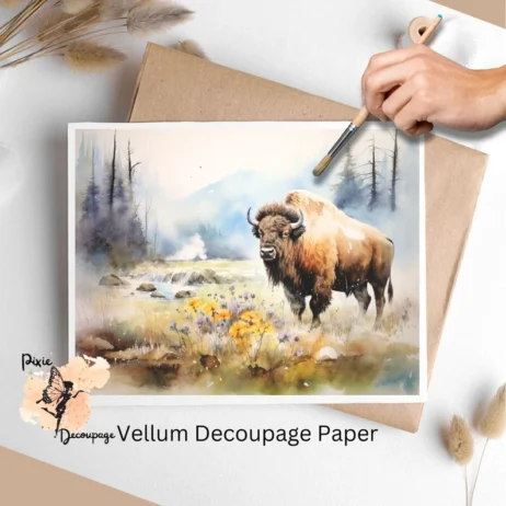 Bison in Spring 5, Vellum Decoupage Paper - DIY Crush