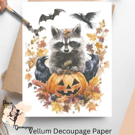 Raccoon with Pumpkins 3, Vellum Decoupage Paper - DIY Crush
