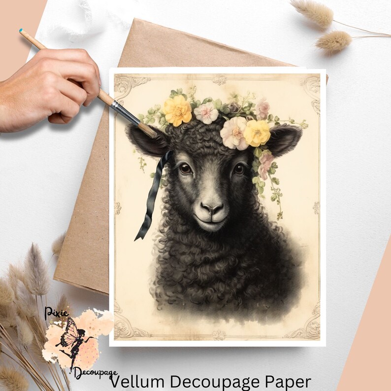 Vintage Black Sheep 1, Vellum Decoupage Paper - DIY Crush