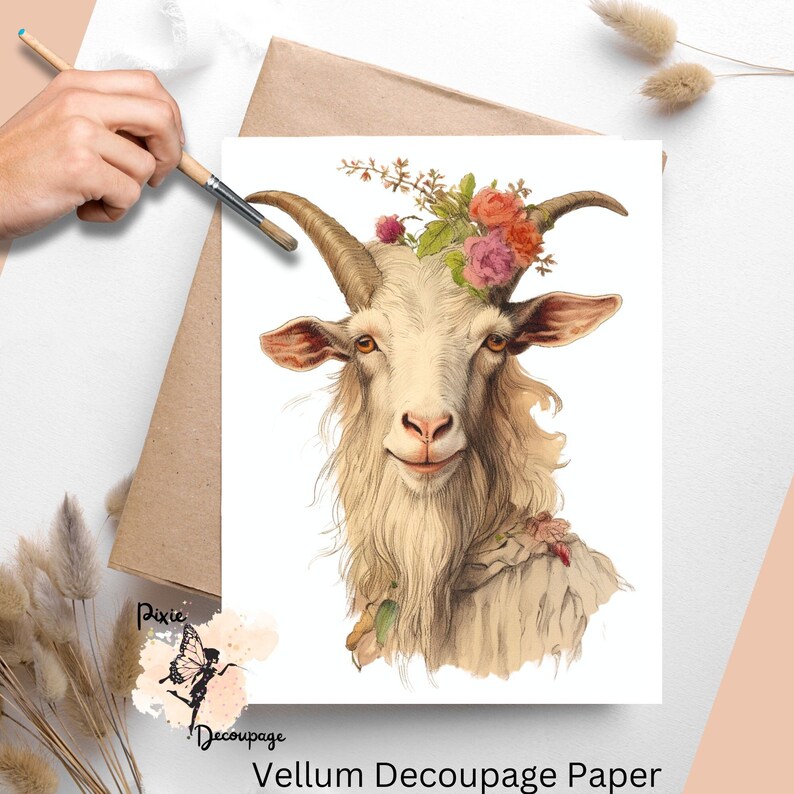 Vintage Goat 2, Vellum Decoupage Paper - DIY Crush