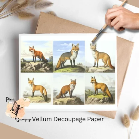Vintage Fox Collage 1, Vellum Decoupage Paper - DIY Crush