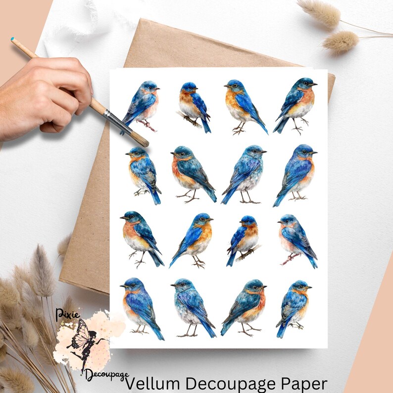 Bluebird 2 Decoupage Paper - DIY Crush