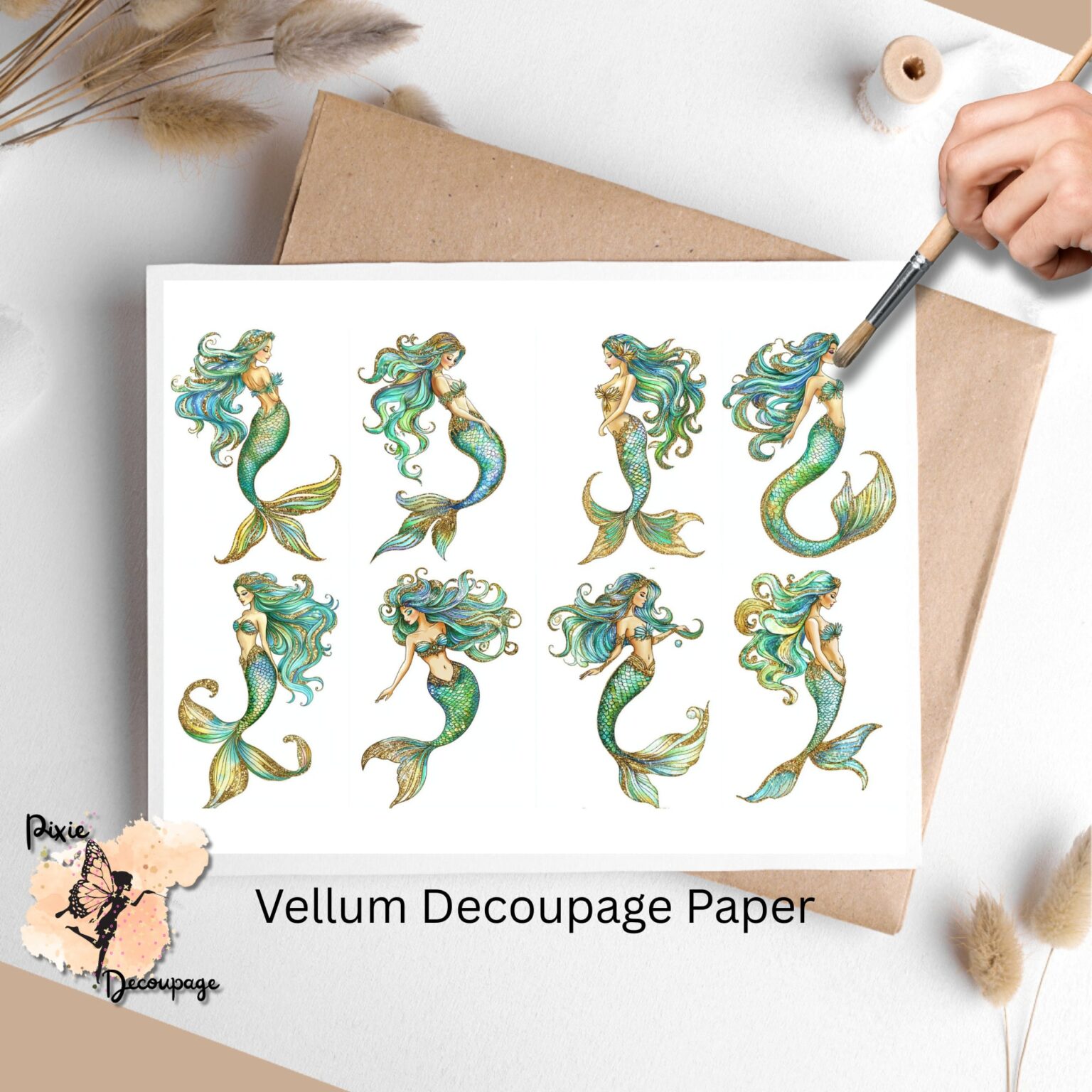 Siren’s Dance Mermaid 1, One Sheet Decoupage Paper - DIY Crush