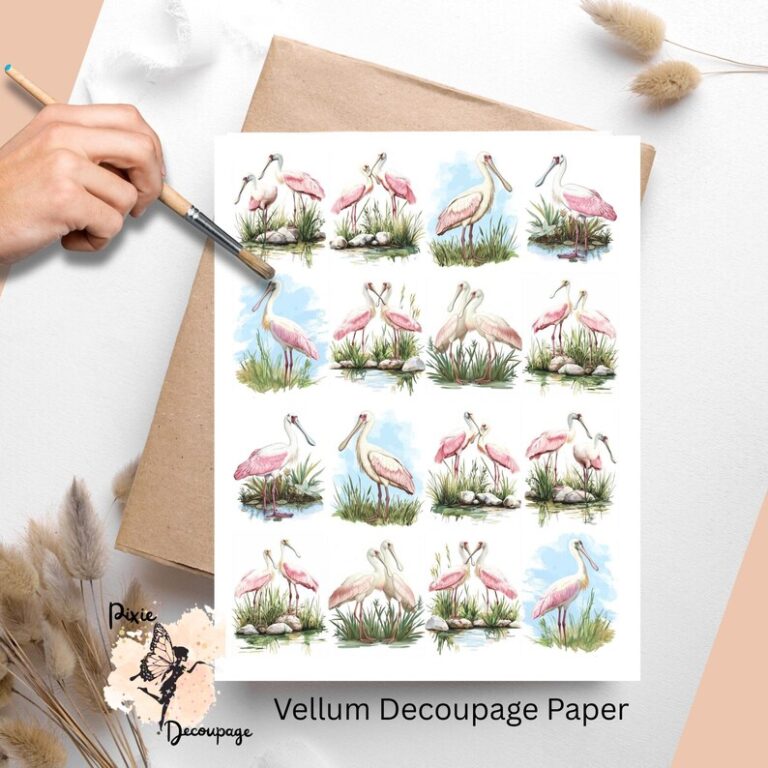 Spoonbills 2, One Sheet Decoupage Paper - DIY Crush