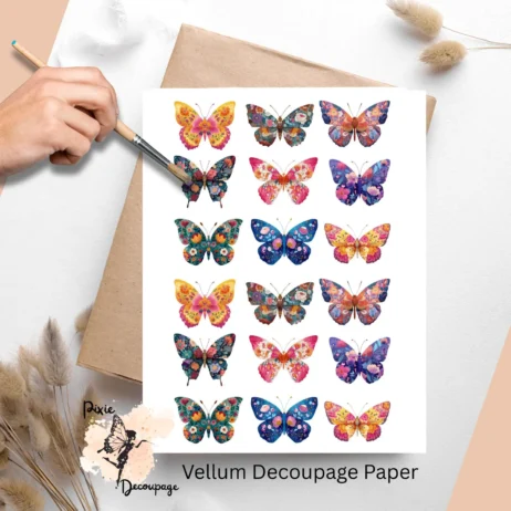 Floral Butterfly 2, One Sheet Decoupage Paper - DIY Crush