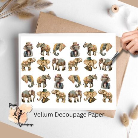 Ephemera Elephant 3, One Sheet Decoupage Paper - DIY Crush